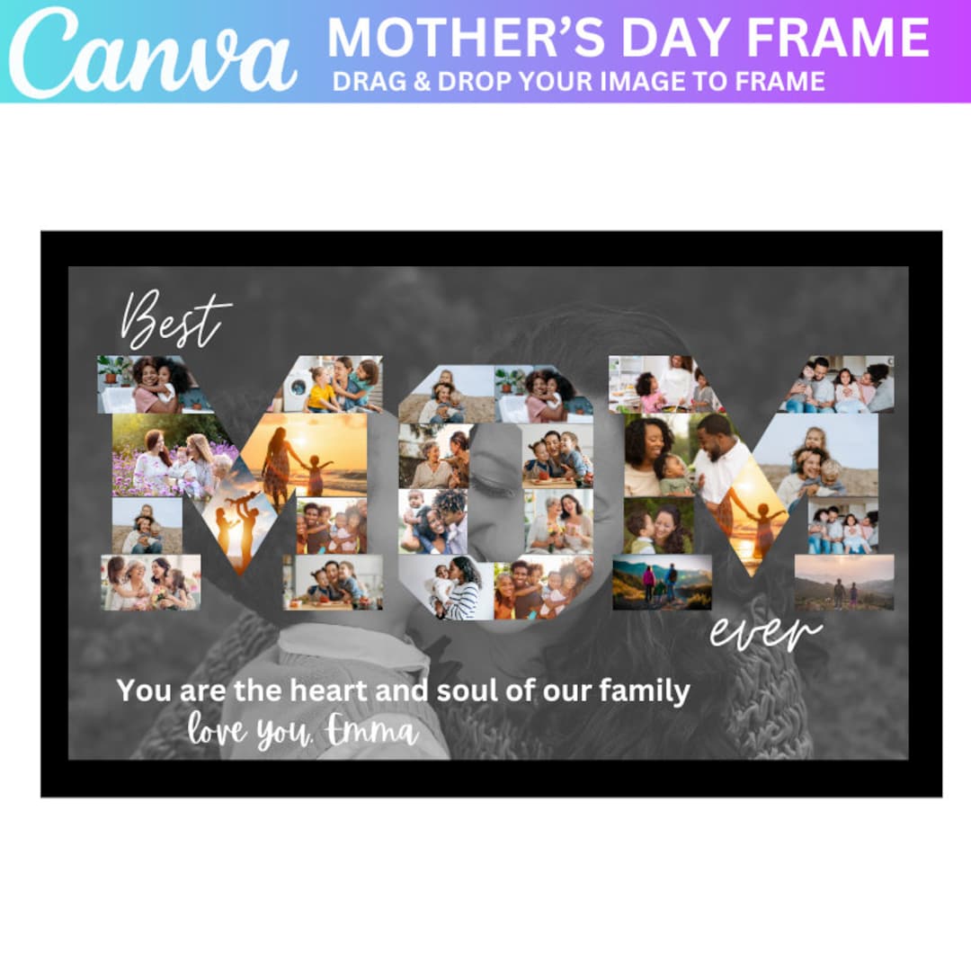 Mom Photo Collage, Mommy Canva Frame Template, Mother Day Gift, Mommy ...
