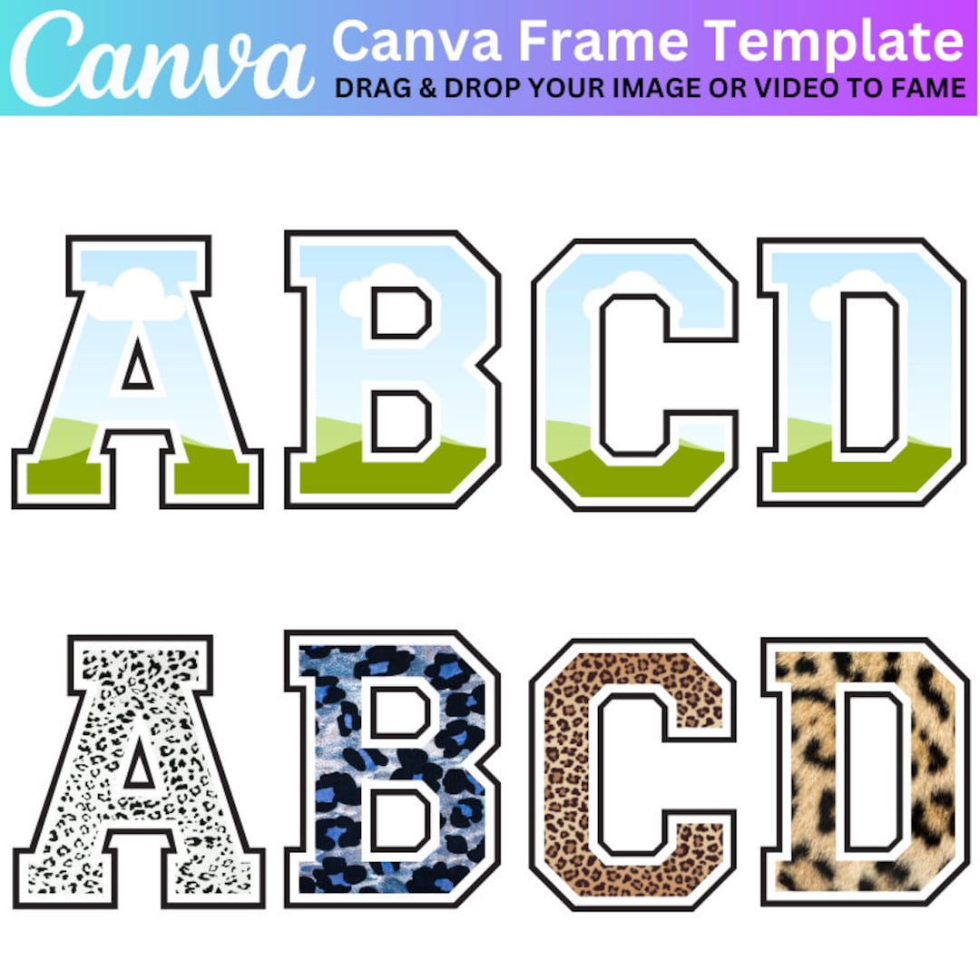 Canva Alphabets Template, Canva Alphabet Font, Canva Frame Template ...