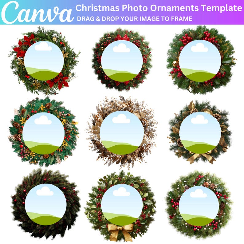 99 Christmas Photo Ornament Canva Template, Custom Photo Ornament ...