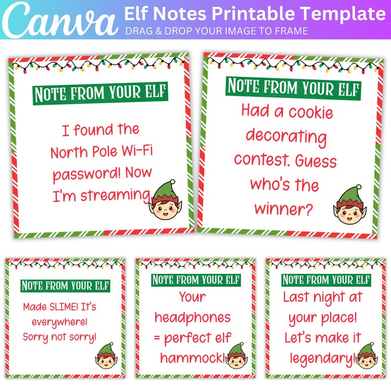 50 Elf Note Cards, Customized Message From Elf, Printable Elf Note ...