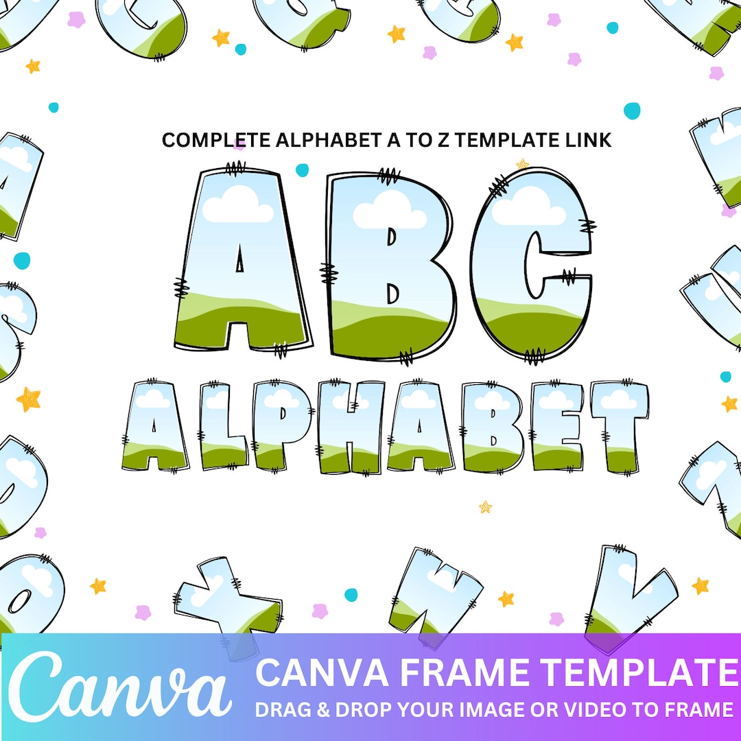 Doodle Letters Canva Editable Template, Doodle Alphabet Frame, Fill ...