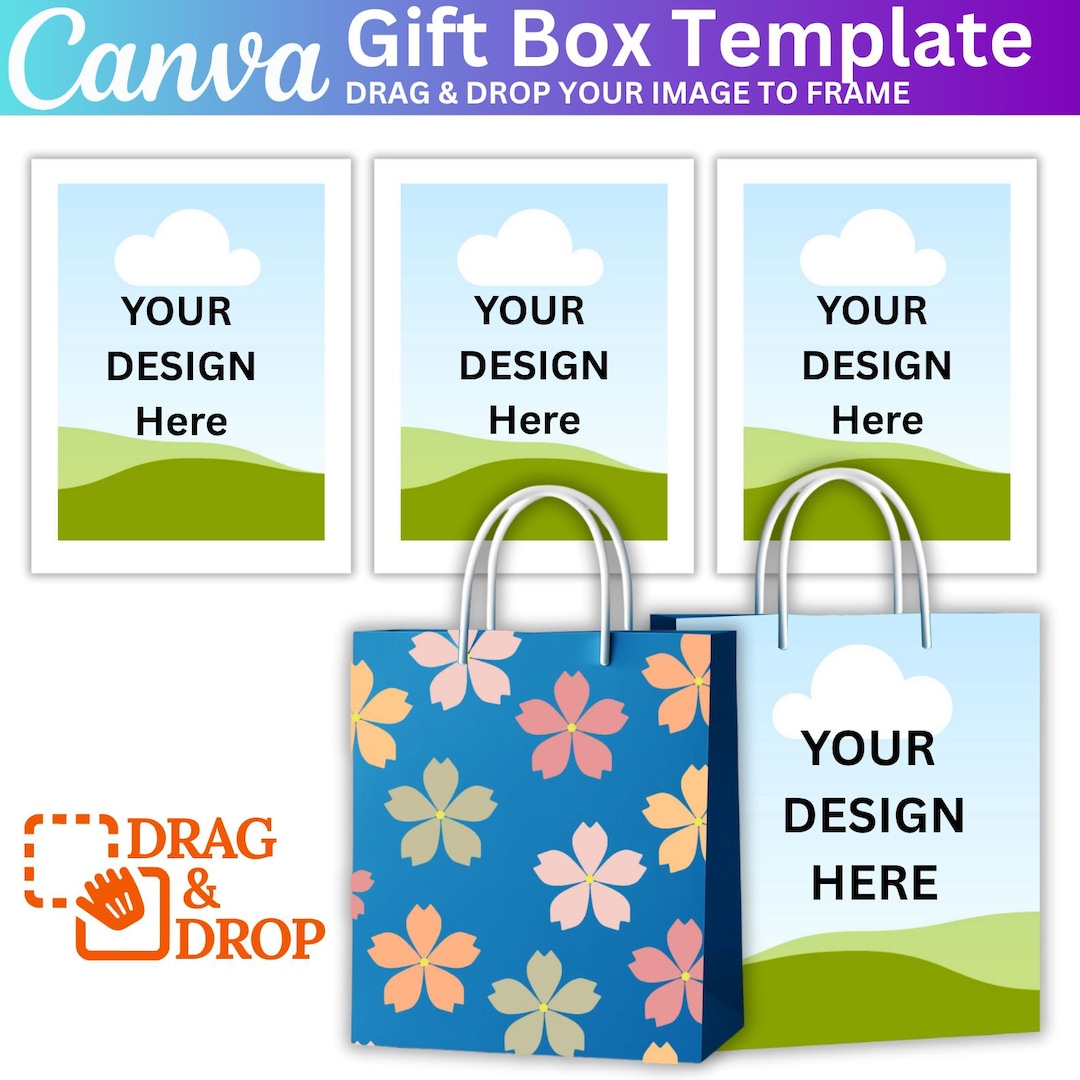 Gift Bag Canva Template, Editable Birthday Gift Bag Canva Design, Gift ...