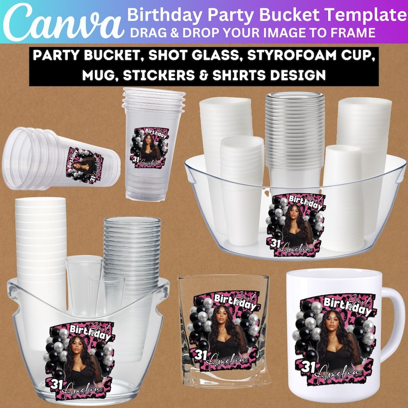 Pink Bucket Template - Etsy