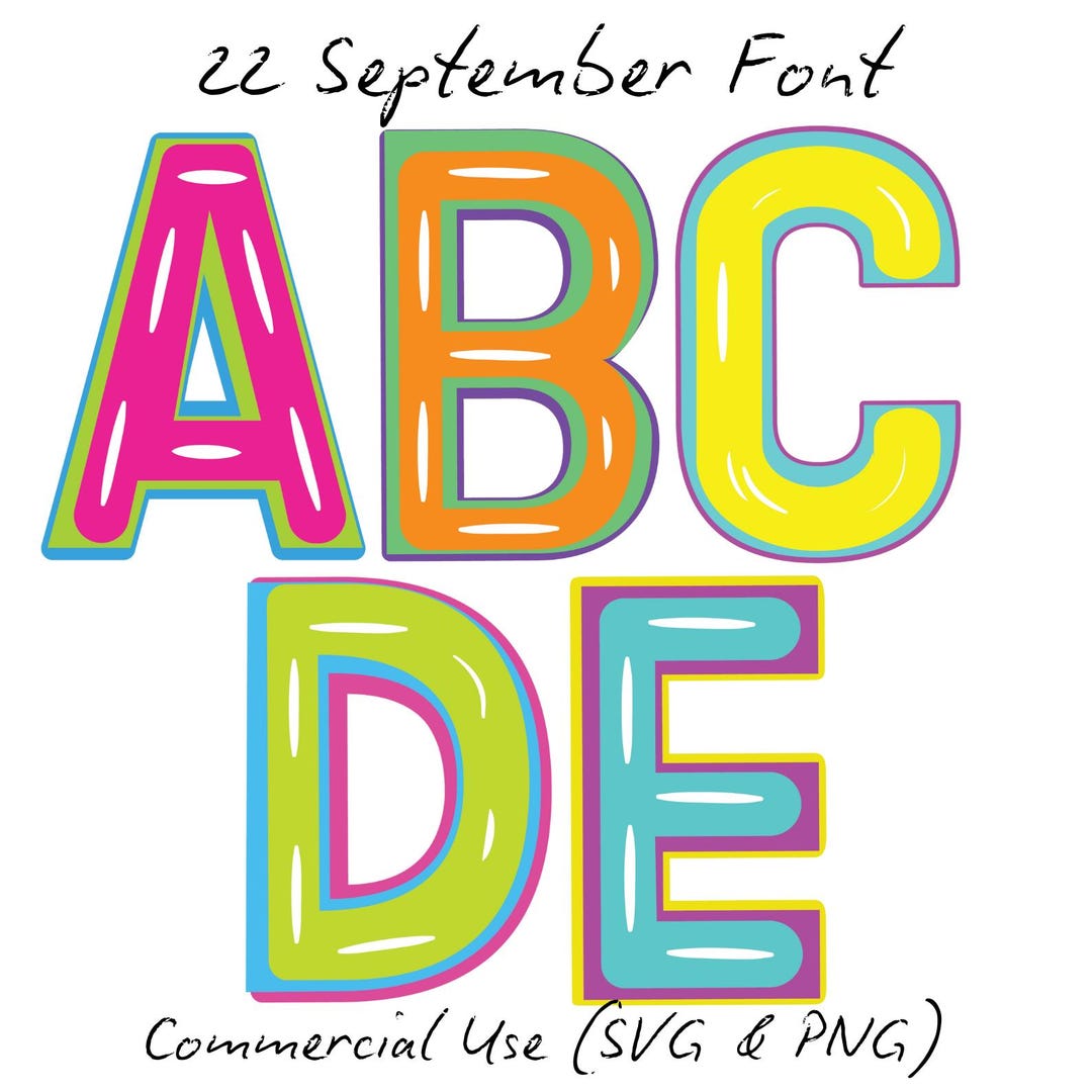 Bright Funky Colorful Alphabet PNG Bundle, 5 Alpha Sets, Bright Color ...