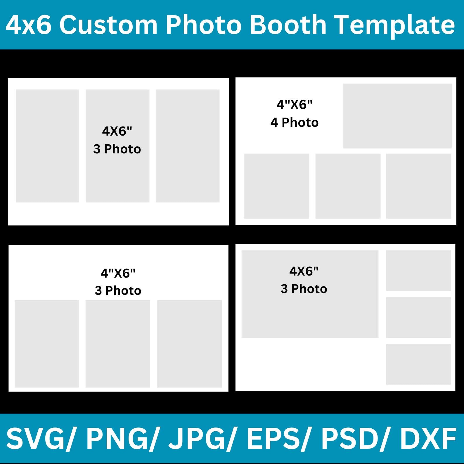 4X6 Photoboth Template Bundle, Custom Photobooth Photoshop, Photo Strip ...