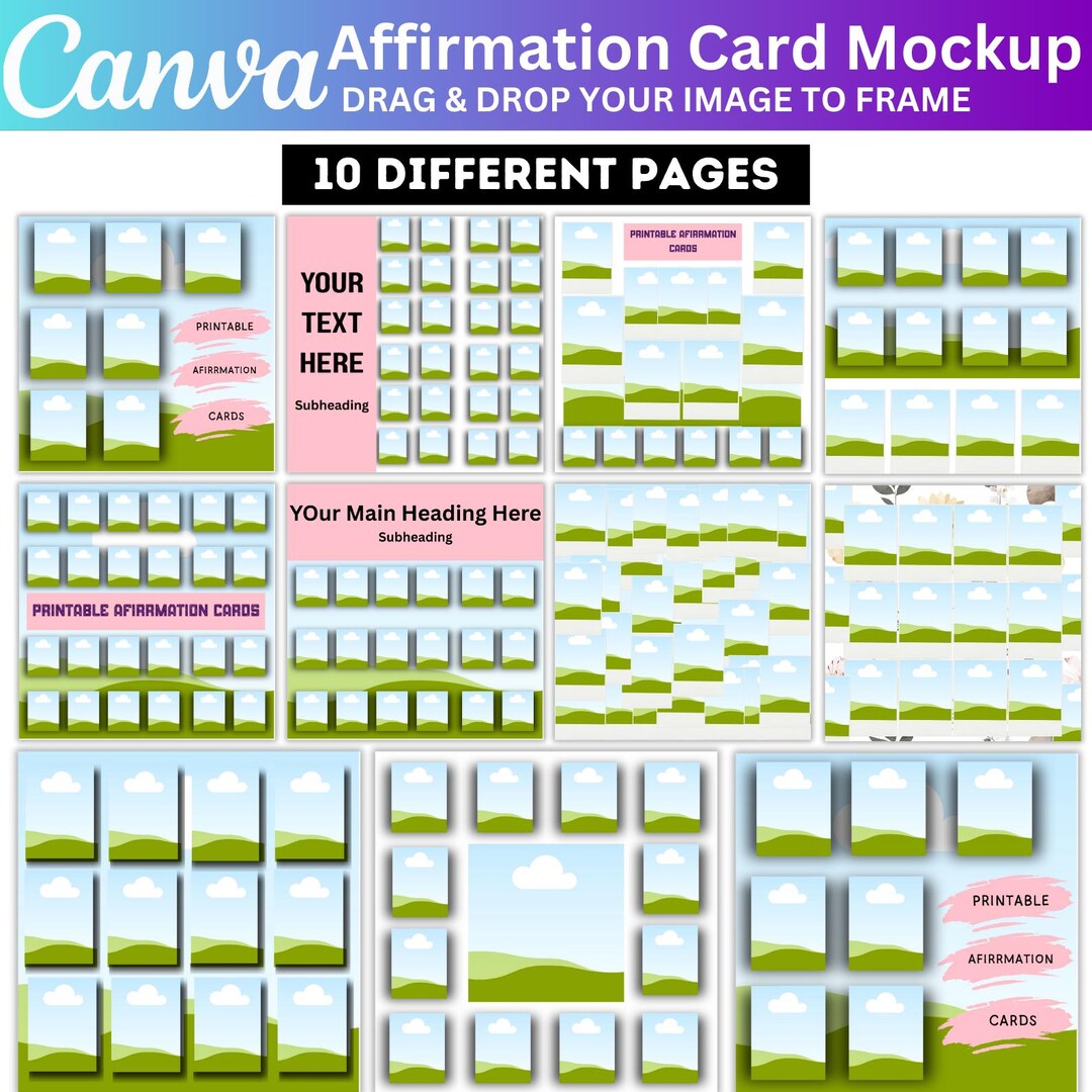 Affirmation Cards Canva Mockup, Square Affirmation Cards Etsy Mockup ...