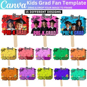 15 Kids Graduation Grad Paddle Fan Canva Editable Template, Class of ...