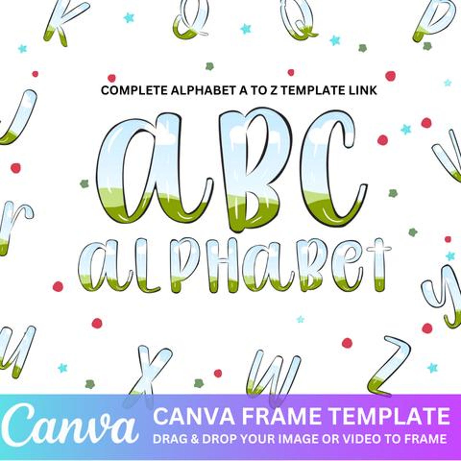 Canva Editable Alphabet Letters Template, Fillable Canva Frame, Block ...