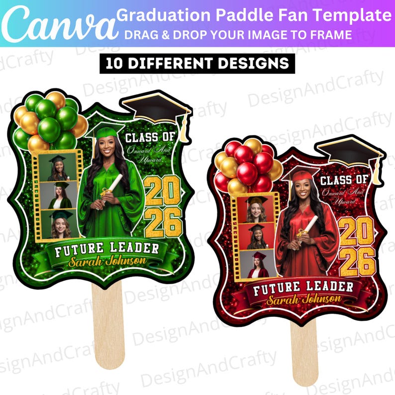 Graduation Fan Canva Editable Template, Custom Graduation Paddle Fan ...
