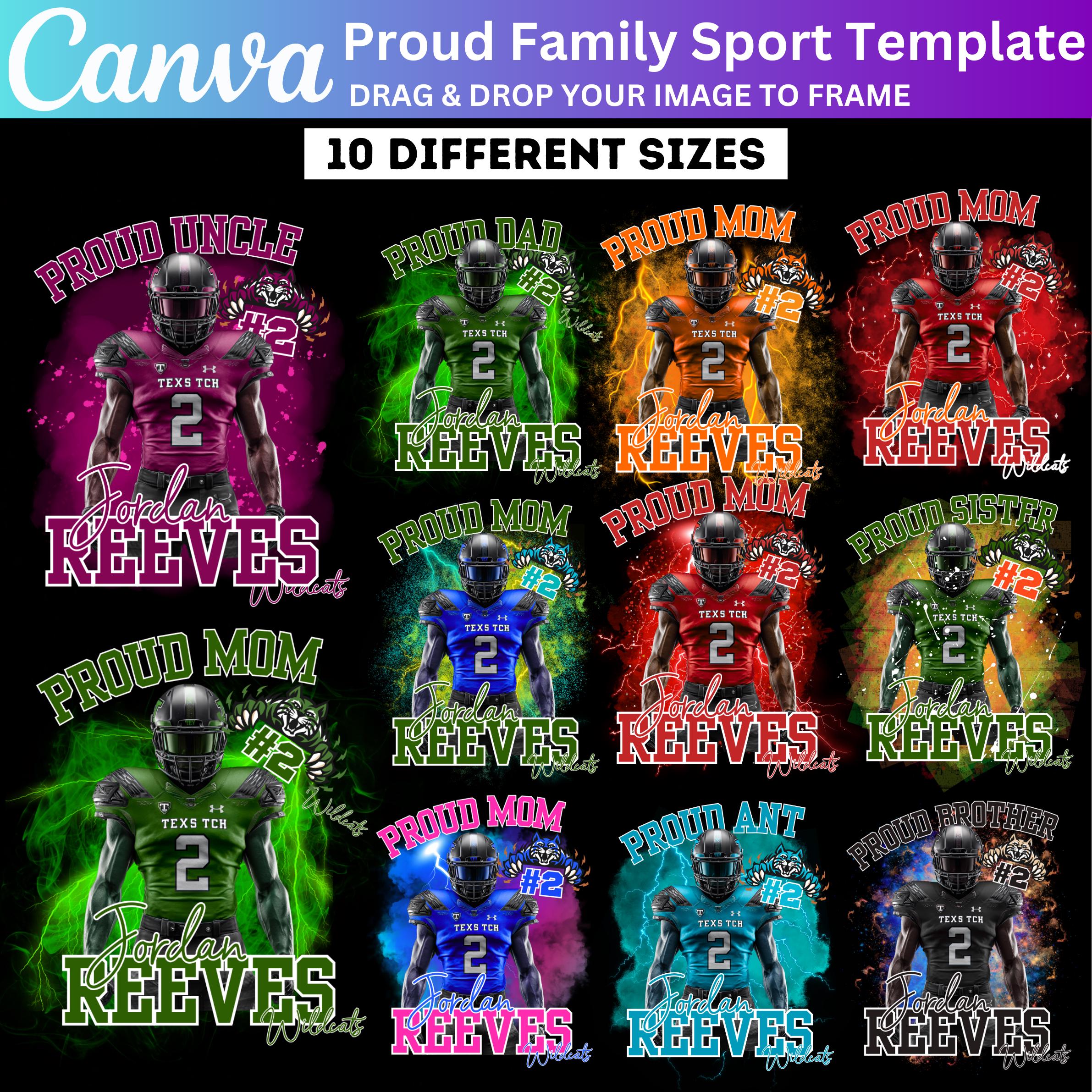 10 Proud Mom Football T Shirt Canva Editable Template, Custom Football ...