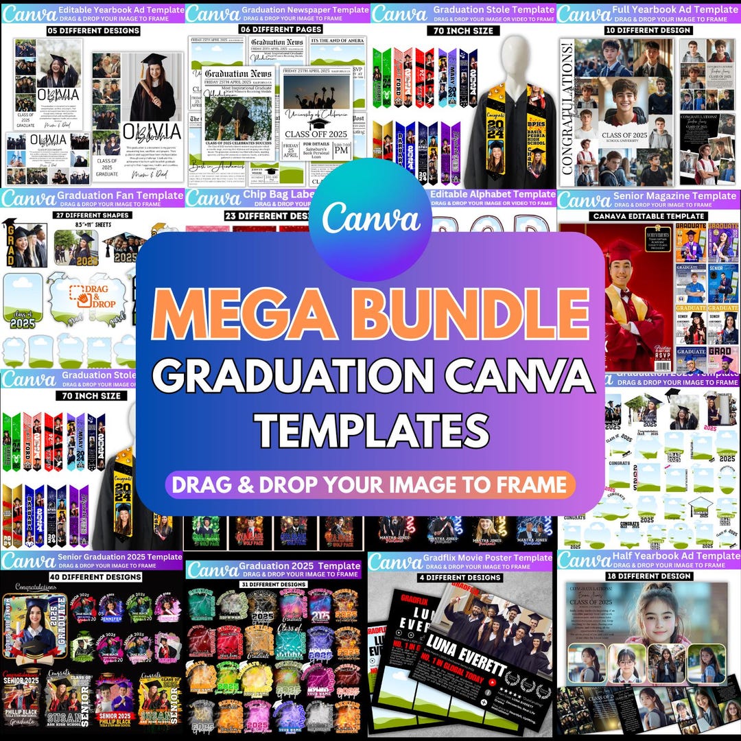 Graduation Shirt Template Mega Bundle, Graduation Editable Design ...