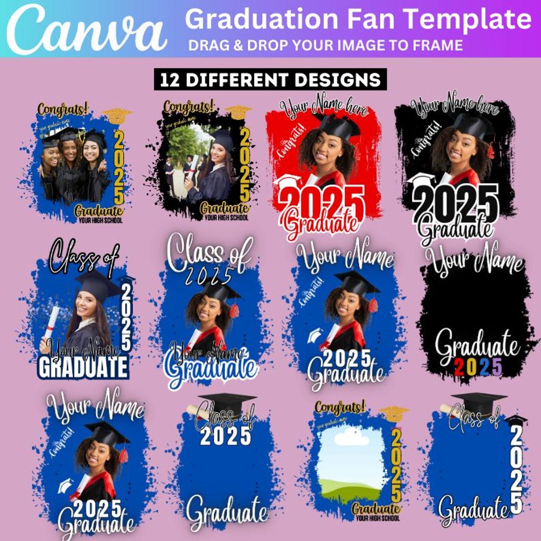Graduation Fan 2025 Canva Editable Template, Grad Paddle Template ...