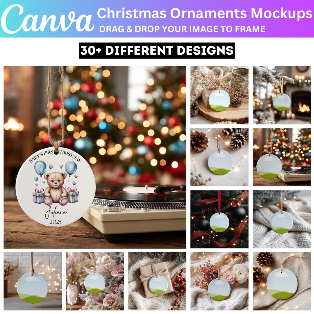 30+ Christmas Ornament Mockups Bundle, Editable Christmas Ornaments ...