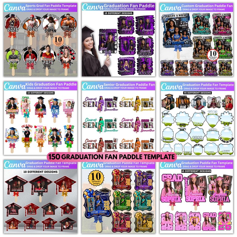 Graduation Fan Canva Editable Mega Bundle Designs, Custom Graduation ...