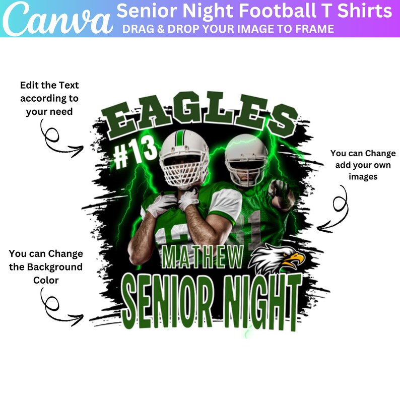 30 Senior Night Football Shirt Template, Canva Editable Football Mascot ...