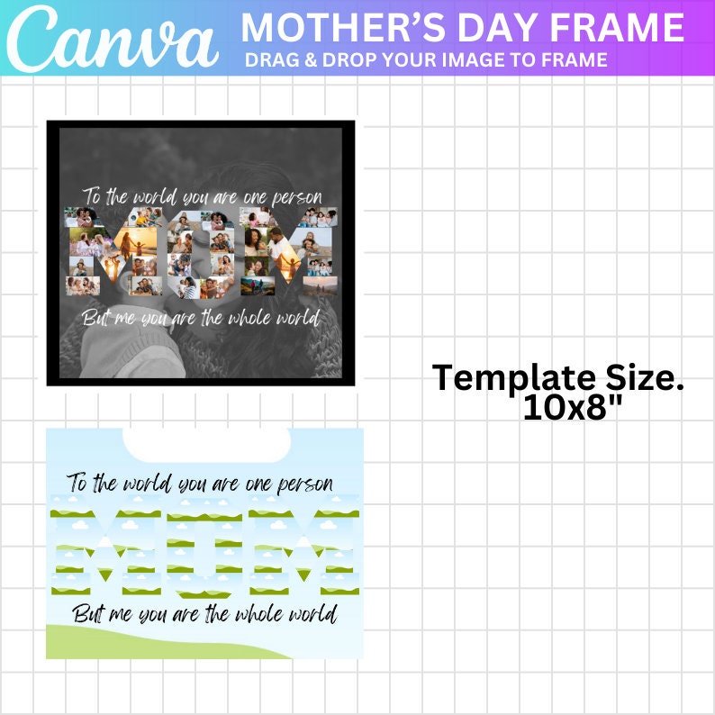 Mom Photo Collage, Mommy Canva Frame Template, Mother Day Gift, Mommy ...
