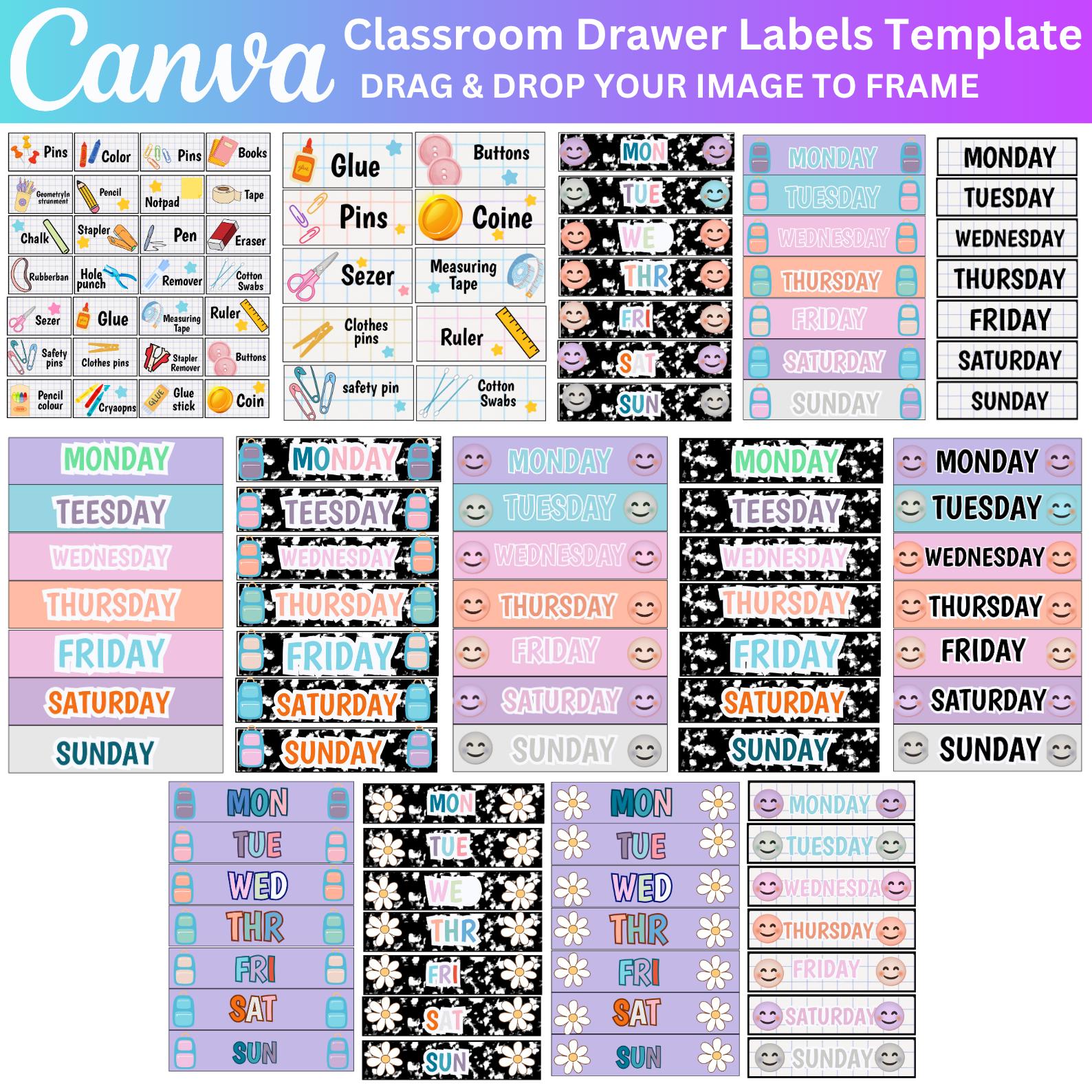 Composition Notebook Decor Template, Canva Editable Classroom Drawer ...