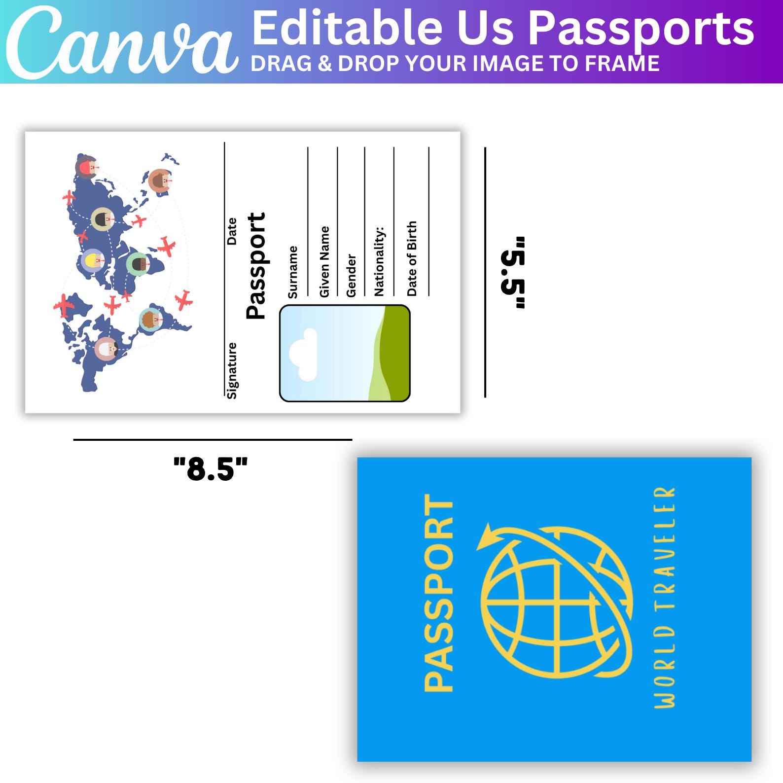 Canva Editable US Passports for Kids Template, Passport, Playing Travel ...