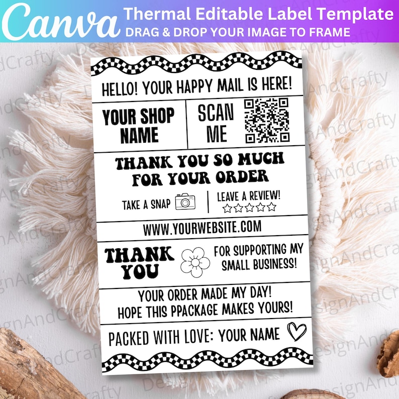 Canva Editable Thermal Label Template, Thank You for Your Order Labels ...