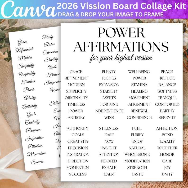 2026 Vision Board Collage Kit, Printable Goal Setting and Manifestation ...