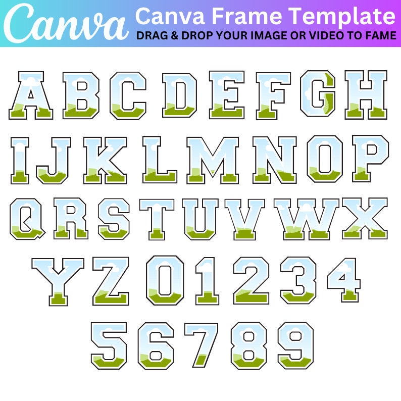 Canva Alphabets Template, Canva Alphabet Font, Canva Frame Template ...