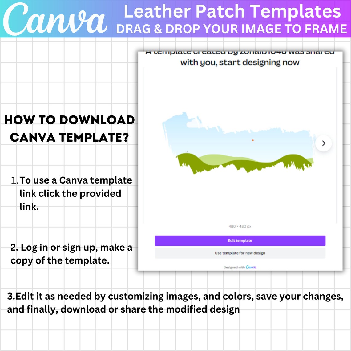 30 Leather Patch Canva Editable Template, Custom Leather Patch, Leather ...