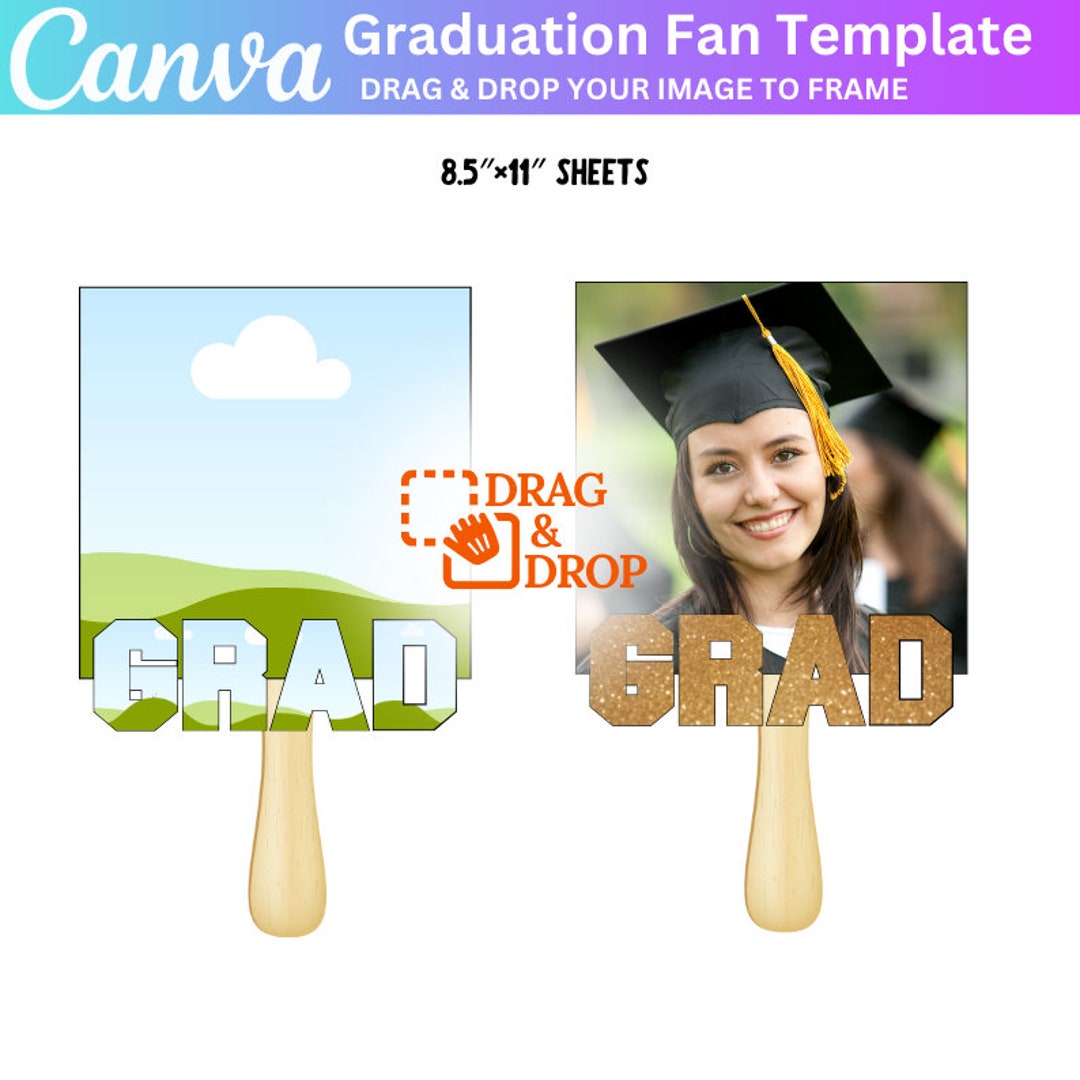 Graduate 2024, Canva Editable Template, Grad Paddle Fan Template ...