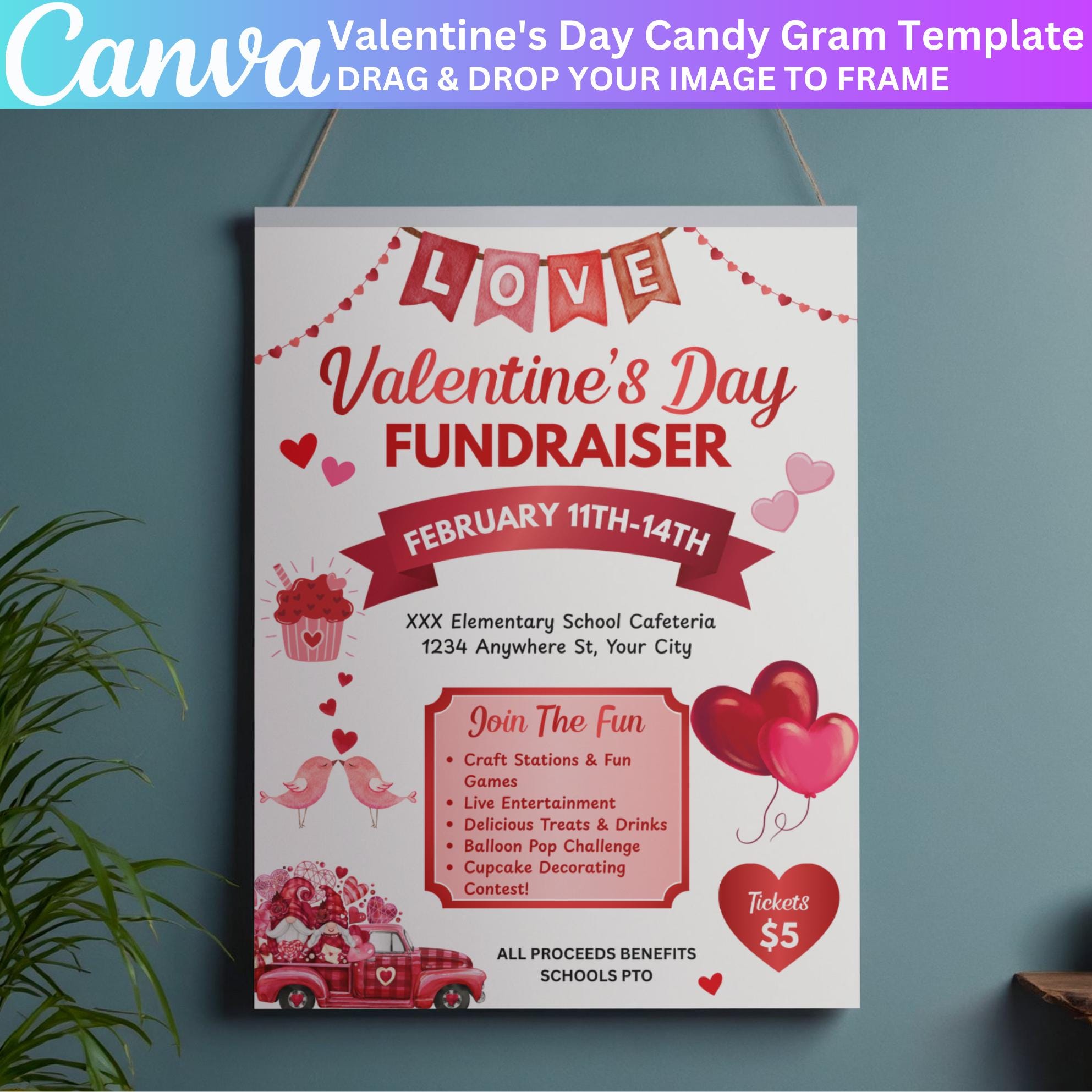 Editable Valentine's Day Fundraiser Flyer, Valentine's Day Candy Gram ...
