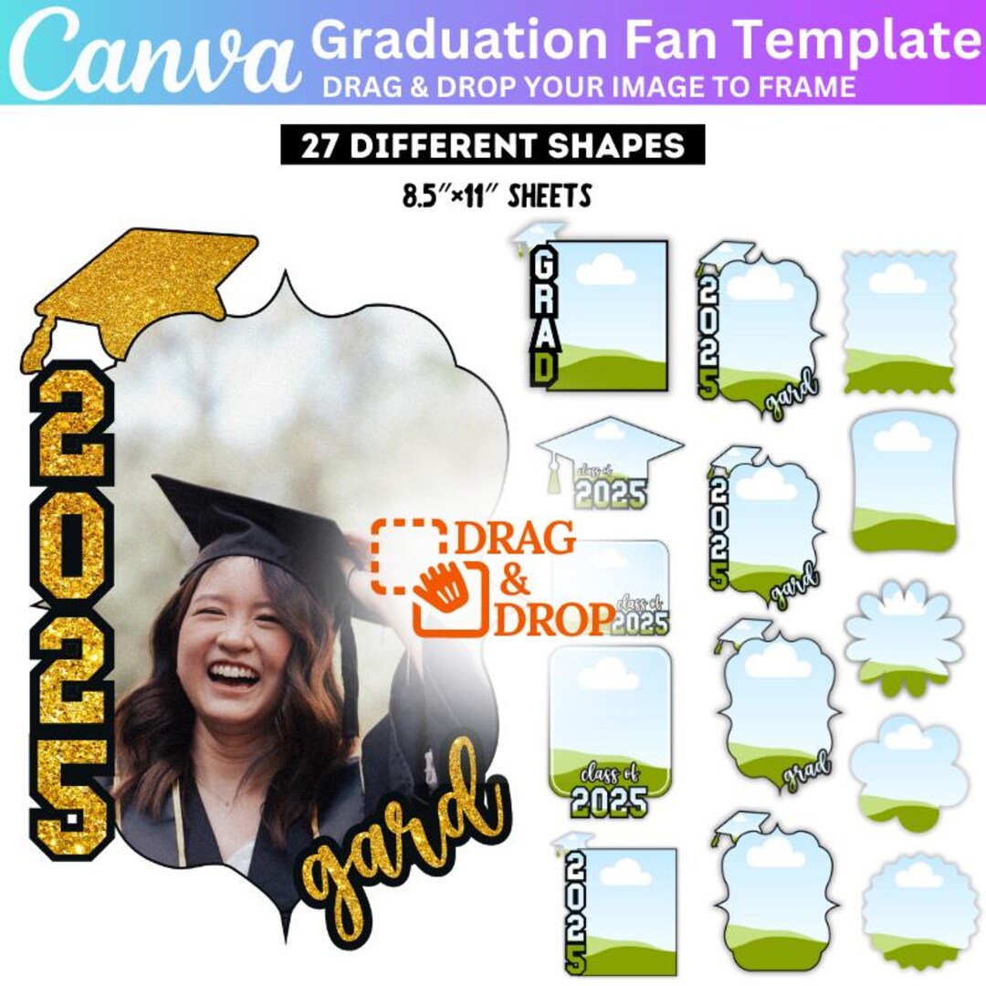 Graduation Fan 2025 Template Bundle, Canva Editable Grad Paddle ...