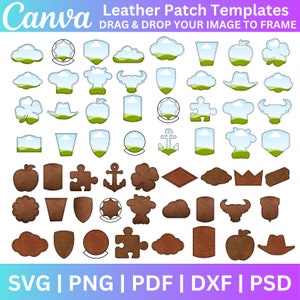 90 Leather Patch Canva Editable Template Bundle, Custom Leather Patch ...
