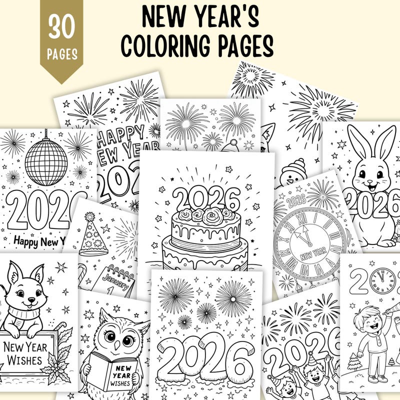 Coloring Book New Years - Etsy UK