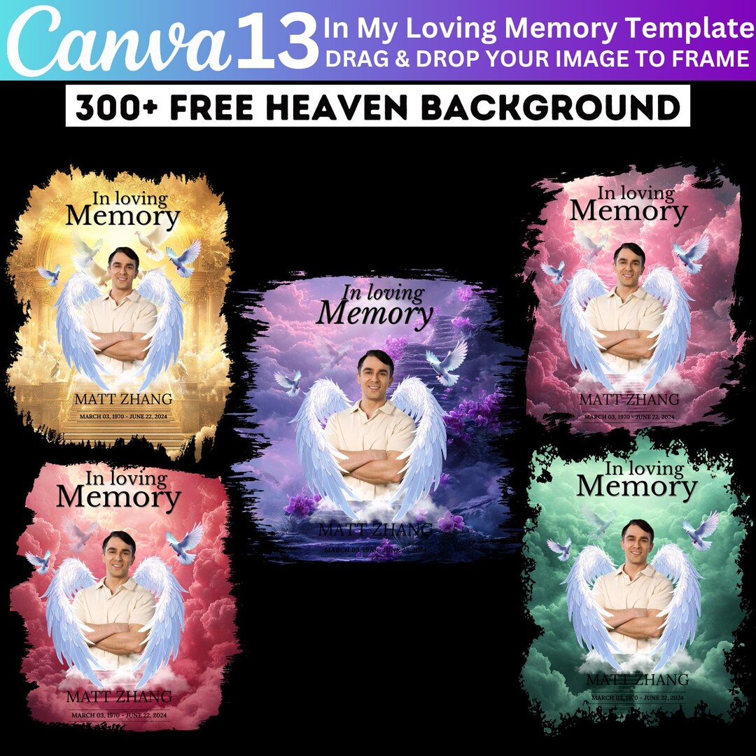 13 in Loving Memory Design Canva Editable Bundle, Memorial Design ...