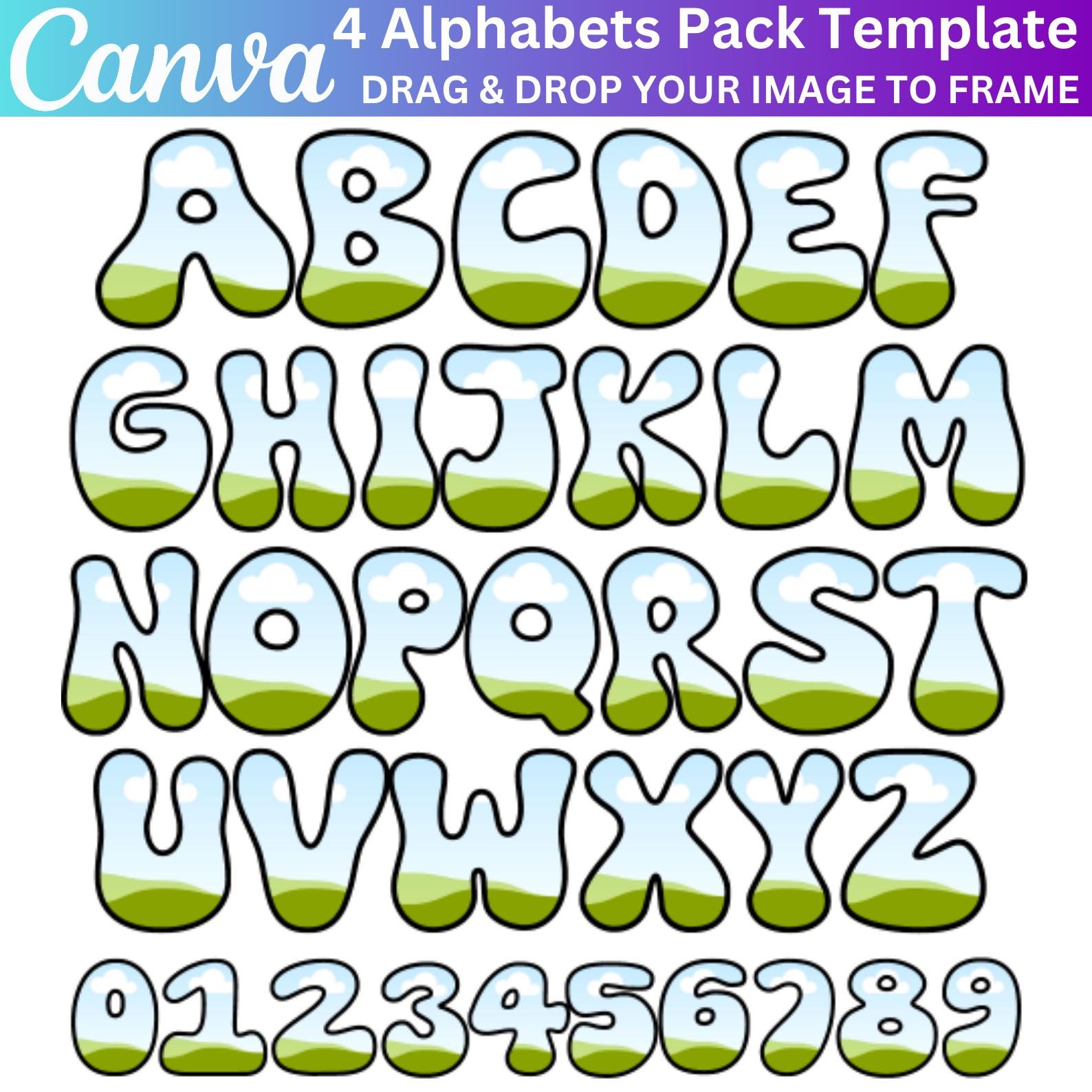 Editable Canva Alphabet Bundle, Uppercase Letters & Number, Canva Drag ...