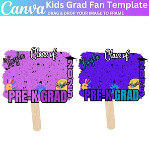 15 Kids Graduation Grad Paddle Fan Canva Editable Template, Class of ...