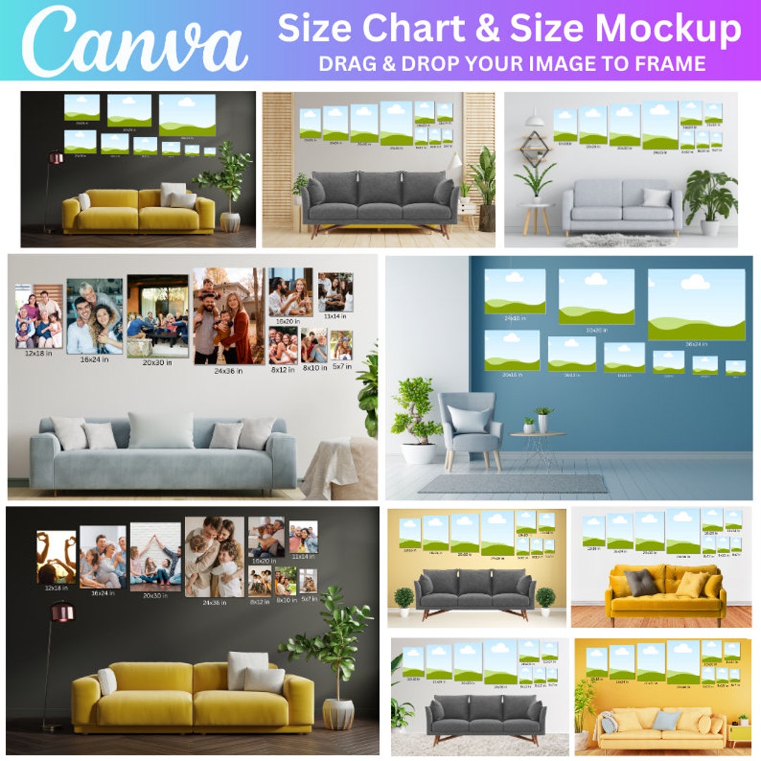10 Canvas Sizes Smart Mockup Canva Editable Template, Art Size Guide ...