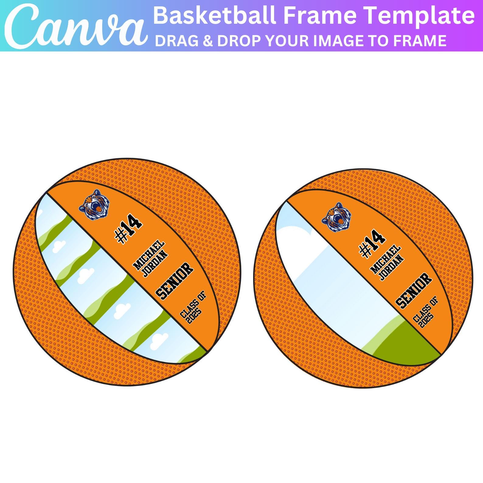 10 Inch Basketball Canva Editable Template, Basketball Frame Design ...
