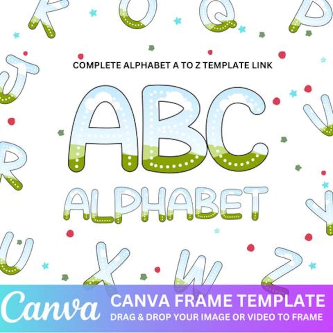Canva Editable Alphabet Letters Template, Fillable Canva Frame, White ...