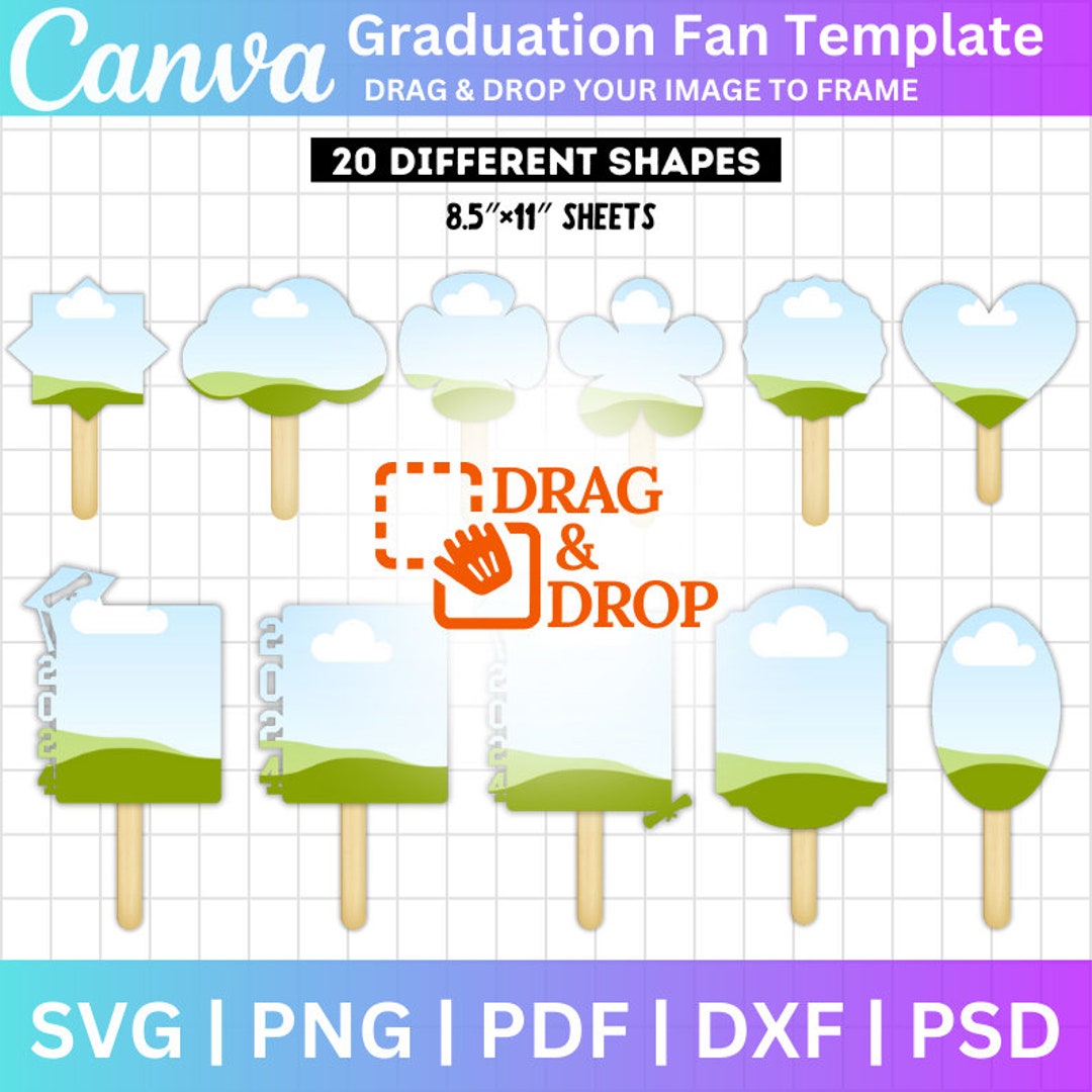 Grad Paddle Fan Template Bundle, Canva Editable Grad Fan, Graduate Fan ...