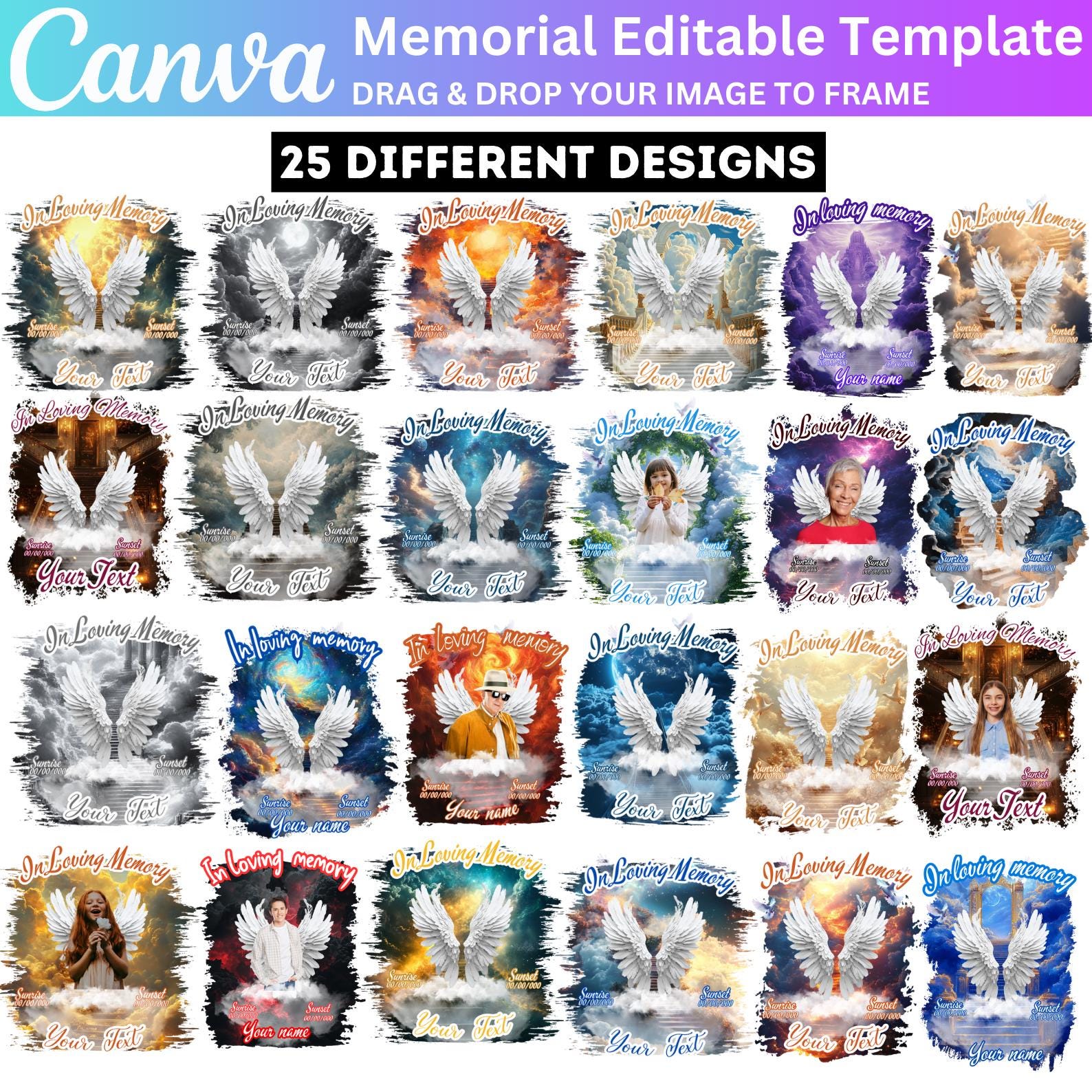 25 in Loving Memory T Shirt Template Bundle, in Loving Memory Canva ...
