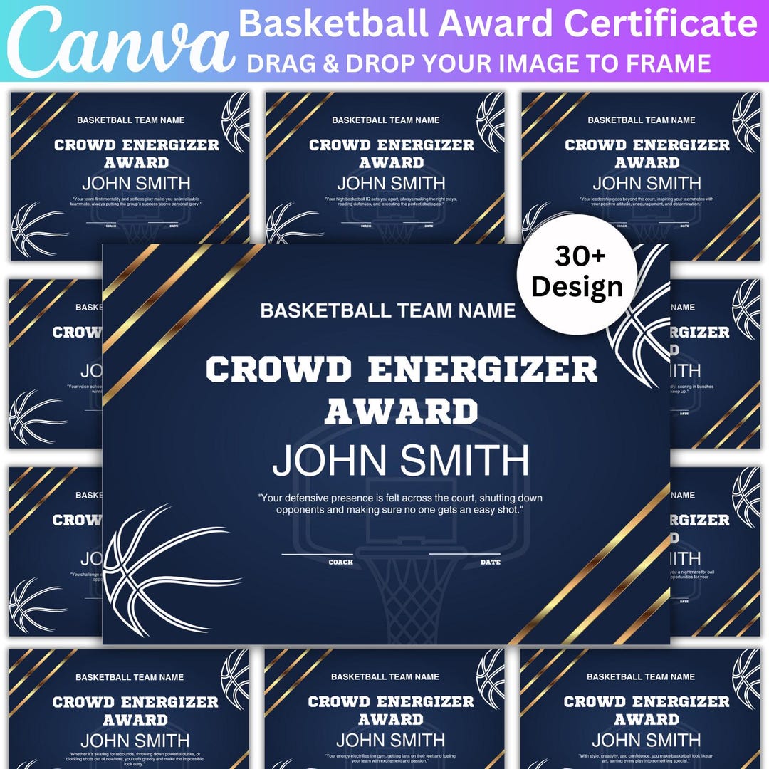 Basketball Awards Printable Canva Editable Template, End of Season ...