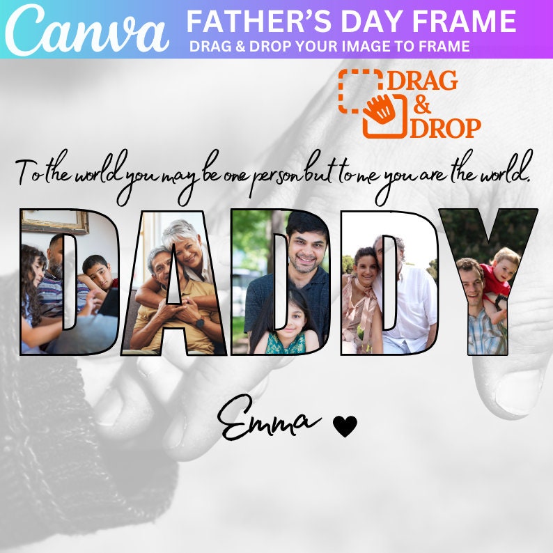 Custom Daddy Canva Editable Template, Papa Photo Frame, Daddy Photo ...
