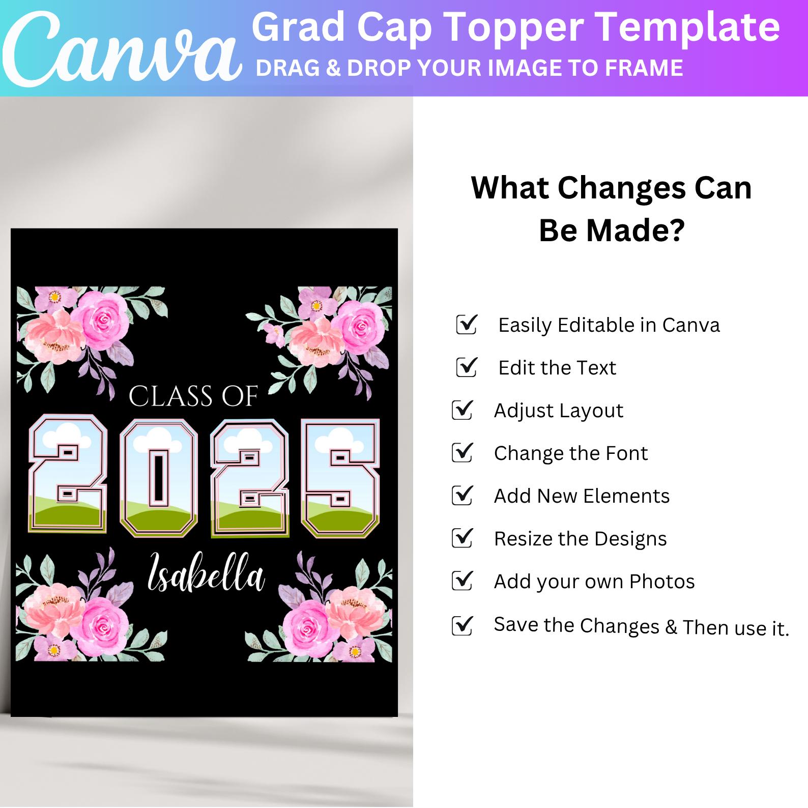 Custom Photo Graduation Topper Template, Graduation Cap Canva Designs ...