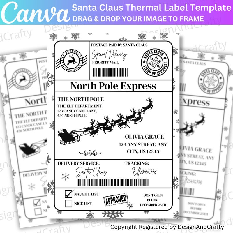 Thermal Label Santa Png - Etsy