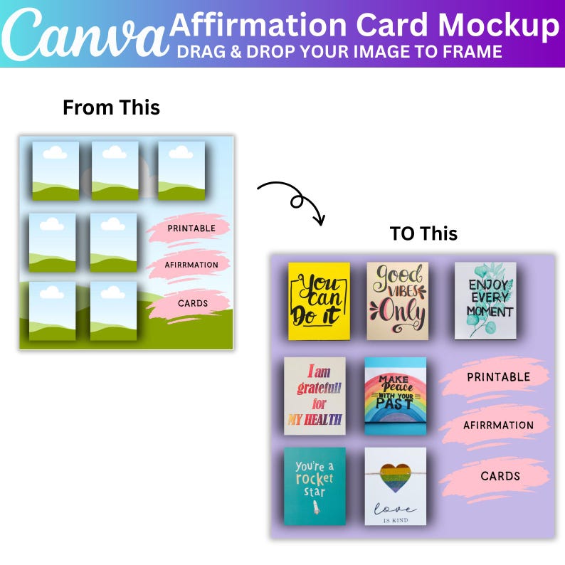 Affirmation Cards Canva Mockup, Square Affirmation Cards Etsy Mockup ...