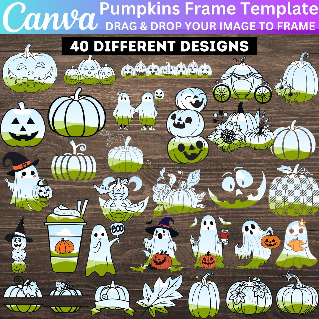 40 Pumpkin Halloween Canva Editable Template, Fall Halloween Spooky ...