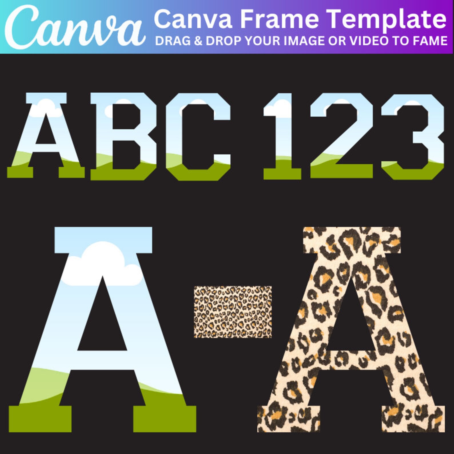 Canva Alphabets Template, Canva Alphabet Font, Canva Frame Template ...