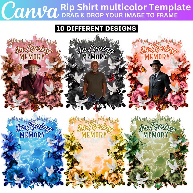 Rip Shirt Template Canva Template Bundle, in Loving Memory Editable ...