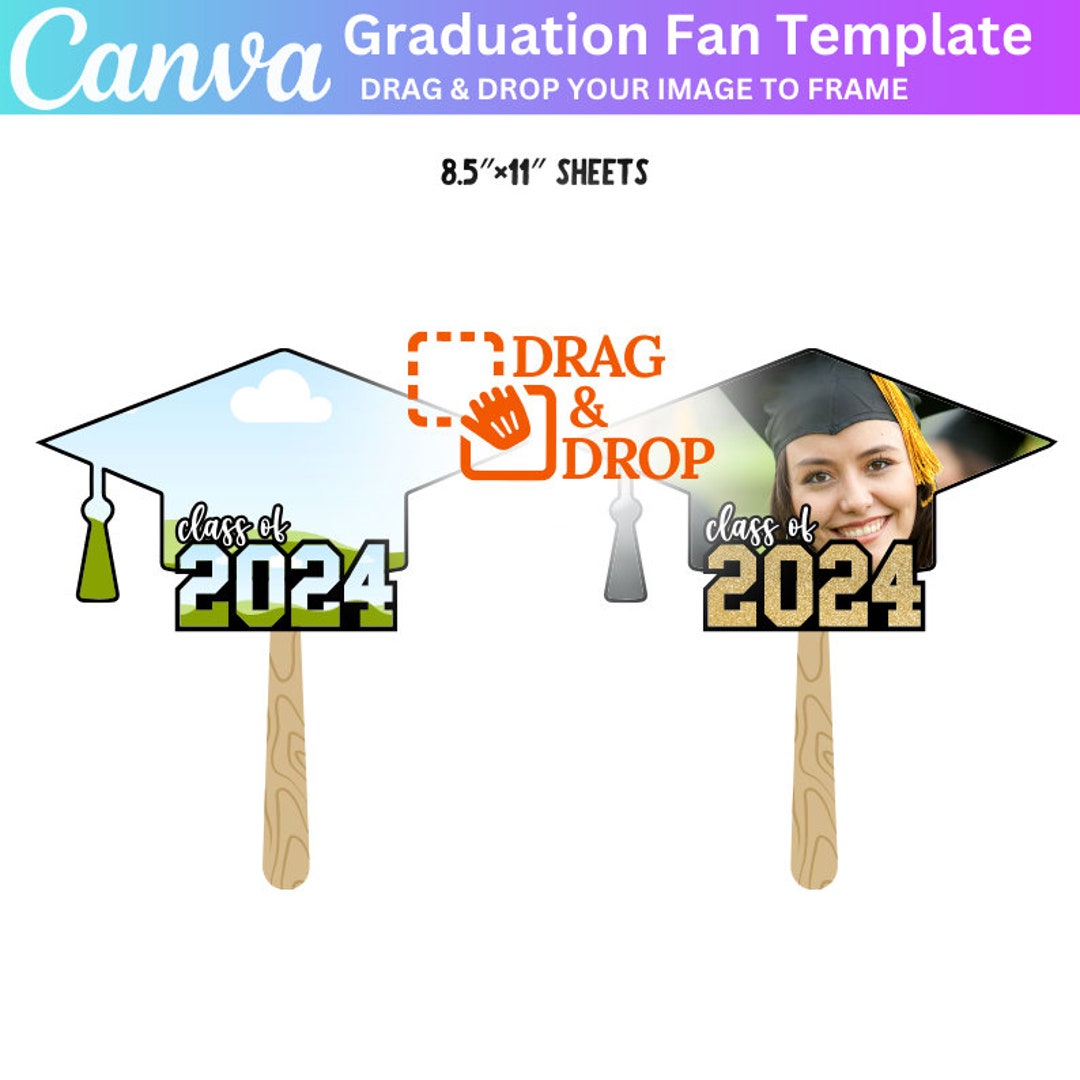 Graduate 2024, Canva Editable Template, Grad Paddle Fan Template ...