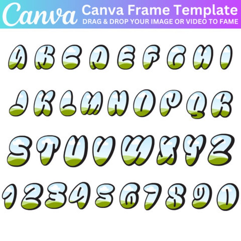 Canva Alphabets Template, Canva Alphabet Font, Canva Frame Template ...