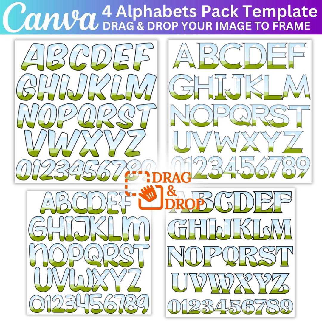 Editable Canva Uppercase Letters & Number Bundle, Editable Canva ...